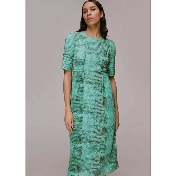 Whistles | Dresses | Whistles Midi Dress8 Green Snake Animal Print ...